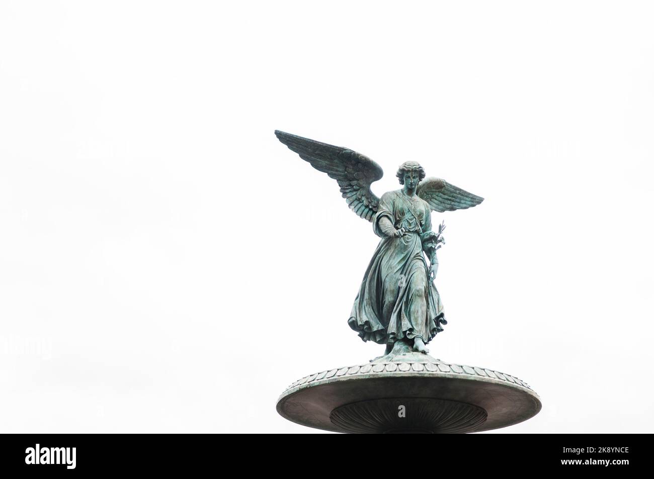 A closeup of the Bethesda fountain sculpture (Angel of the Waters ...