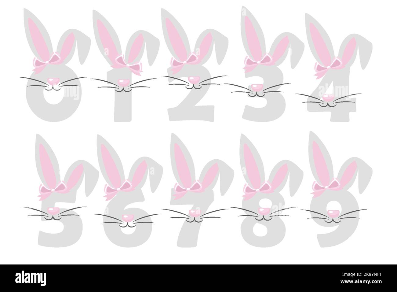 Funny bunny numbers for kids.Digits in the form of a rabbit. Learn to ...