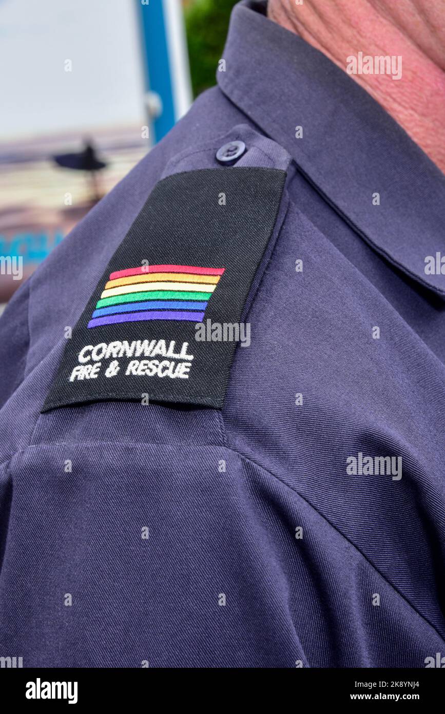 Epaulettes displaying rainbow colours worn by a firefighter from ...
