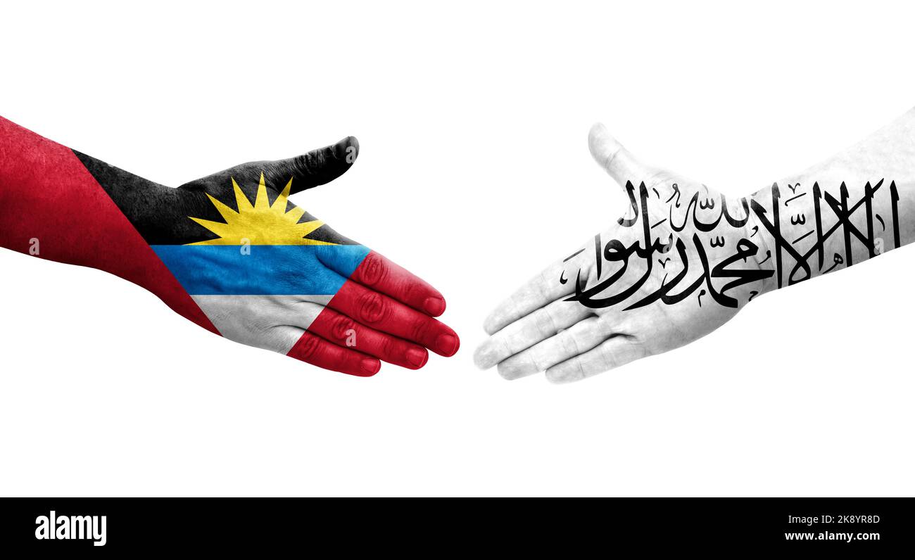 Handshake between Saint Vincent Grenadines and Antigua Barbuda flags ...