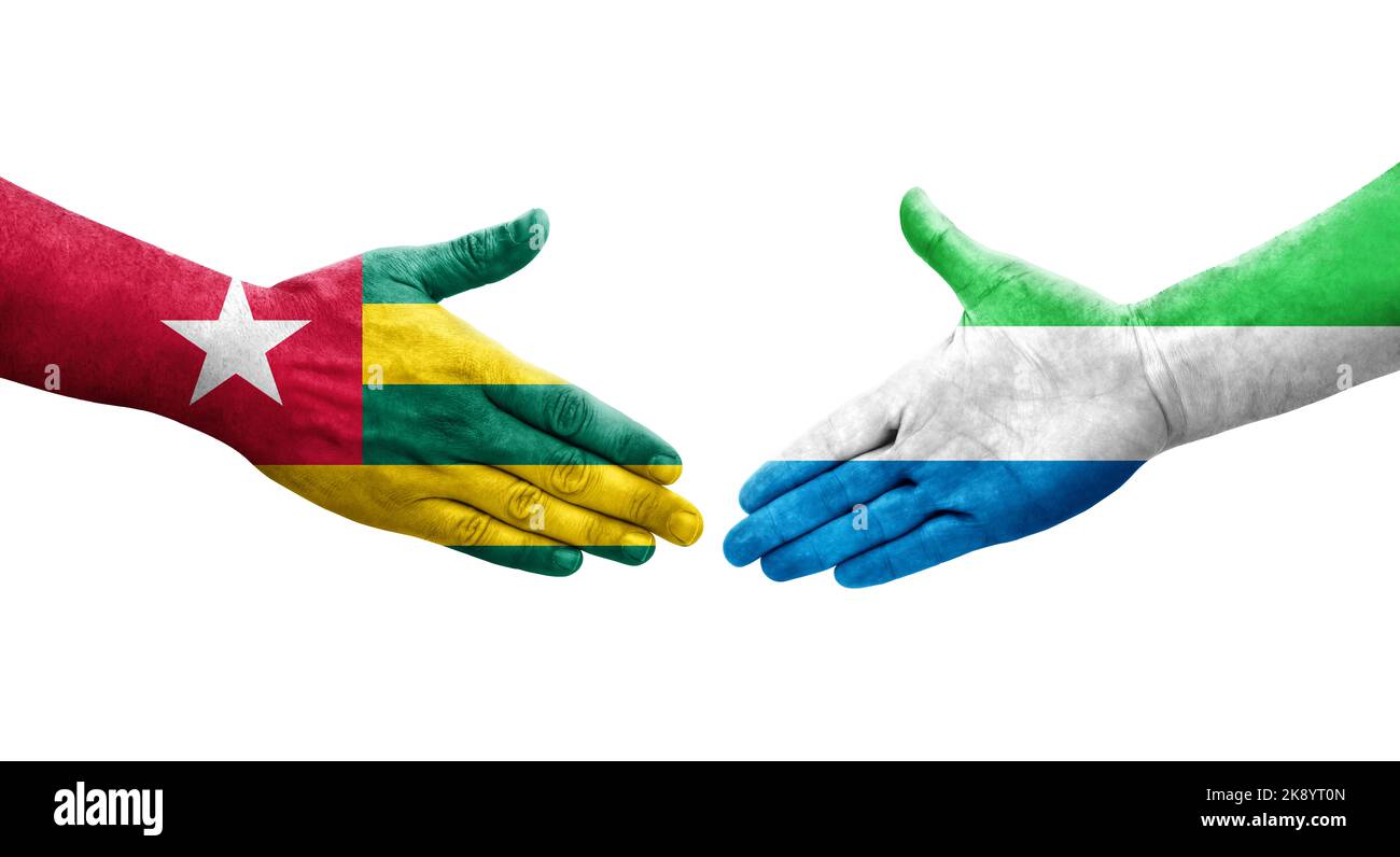 Handshake between Sierra Leone and Togo flags painted on hands ...