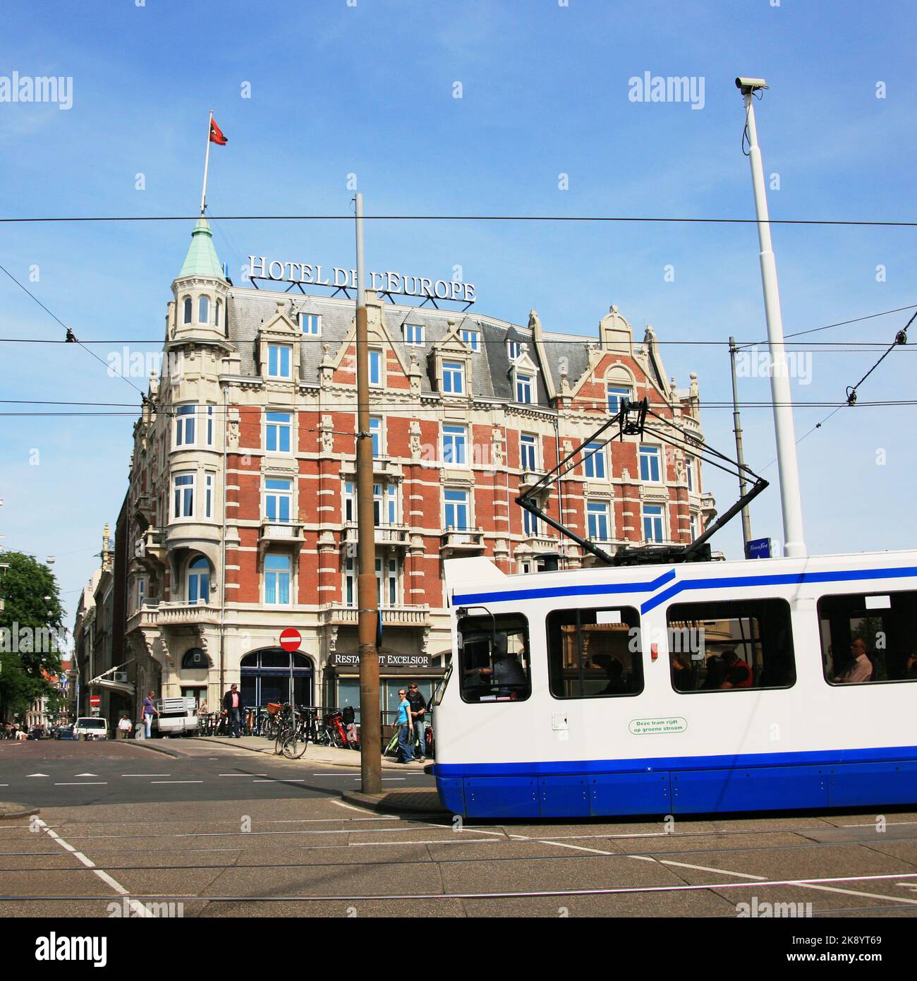 Netherlands, Amsterdam - June 22, 2010: Tram running in the city centre ...