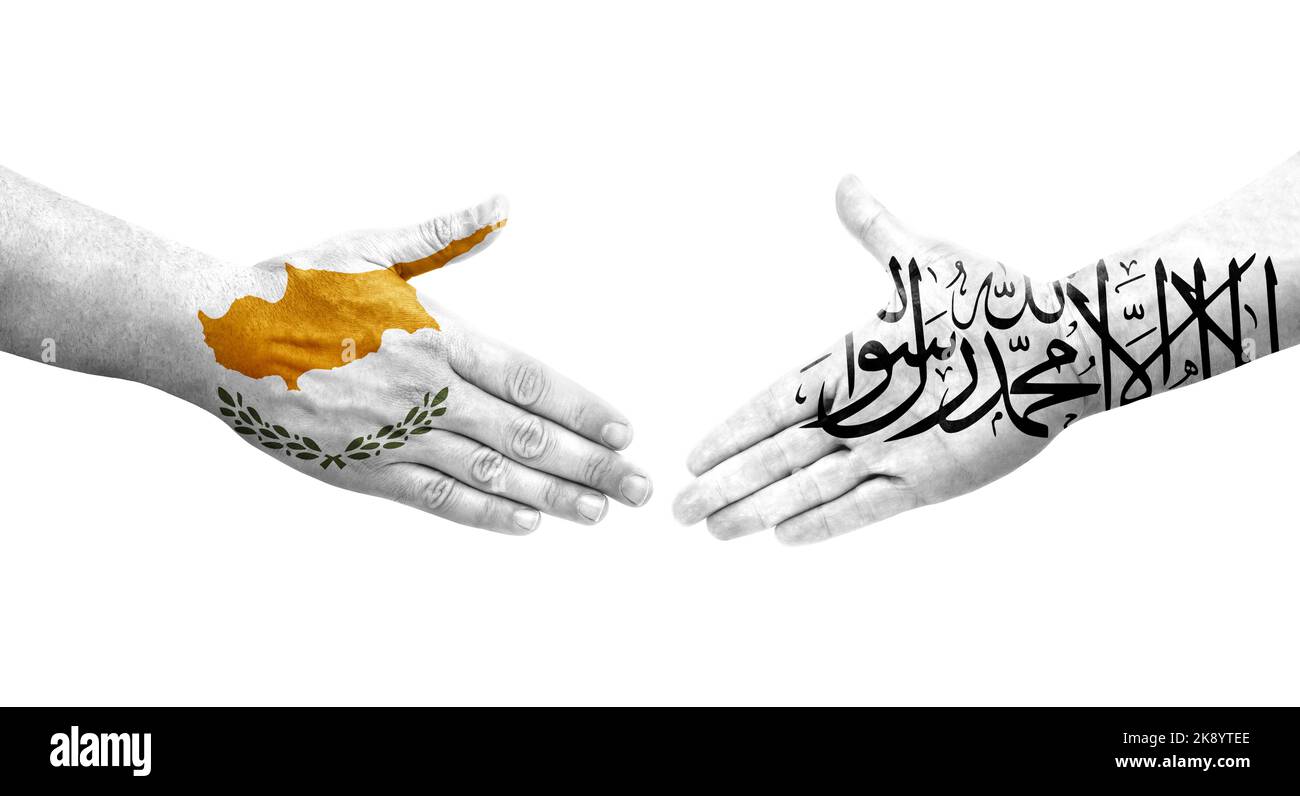 Handshake between South Africa and Cyprus flags painted on hands ...