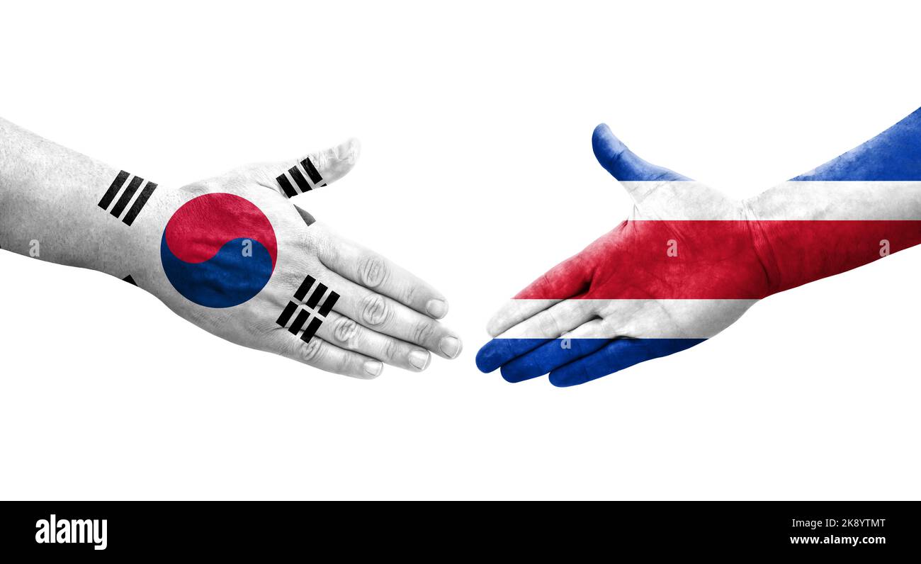 Handshake between South Korea and Costa Rica flags painted on hands ...