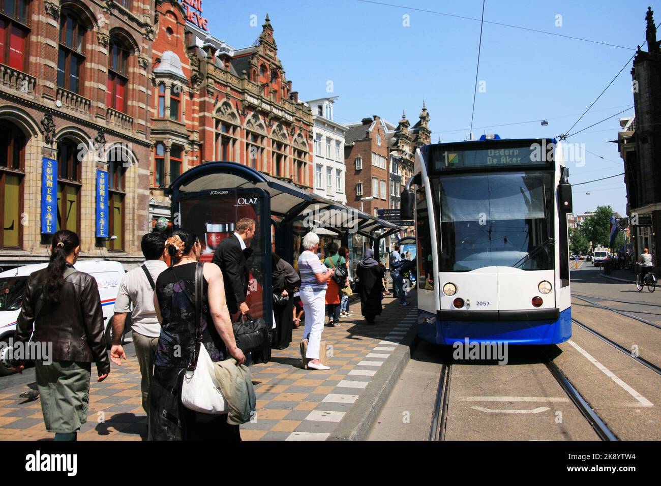 Netherlands, Amsterdam - June 23, 2010: Tram running in the city centre ...