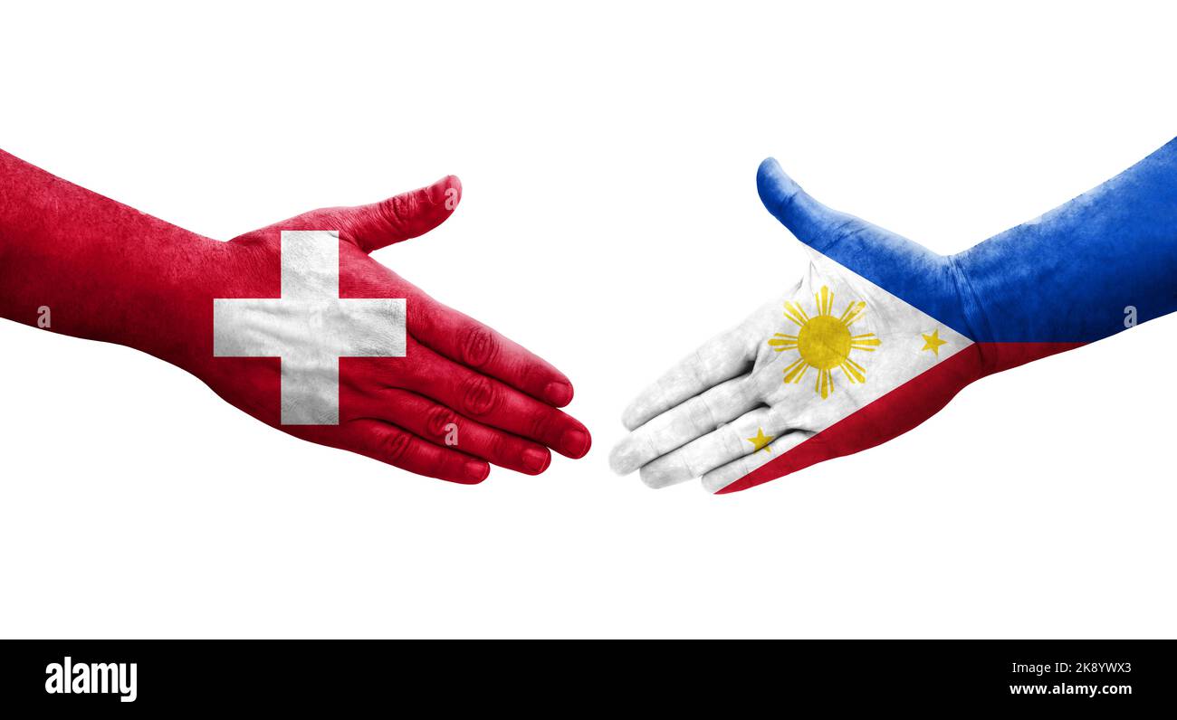 Handshake between Switzerland and Philippines flags painted on hands ...