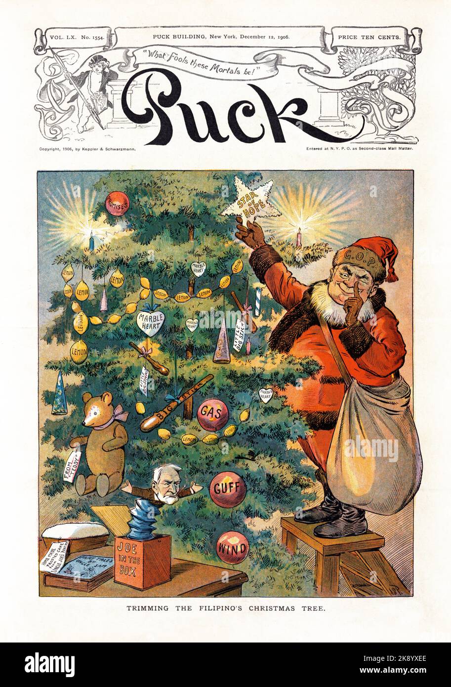 PUCK cover - Trimming the Filipino's Christmas tree 1906 - Pughe, J. S ...