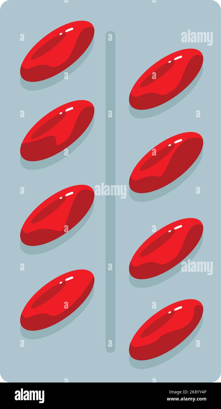 Red capsule blister icon cartoon vector. Pill pack Stock Vector Image ...