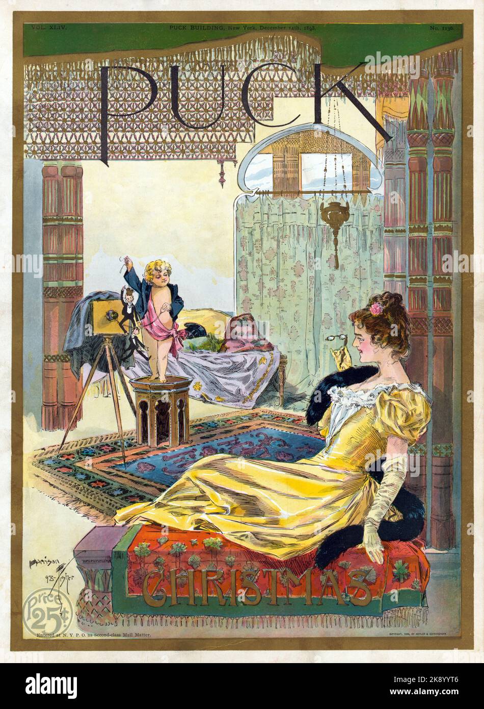Puck Christmas - Artwork by Harrison Fisher 1898 Stock Photo - Alamy