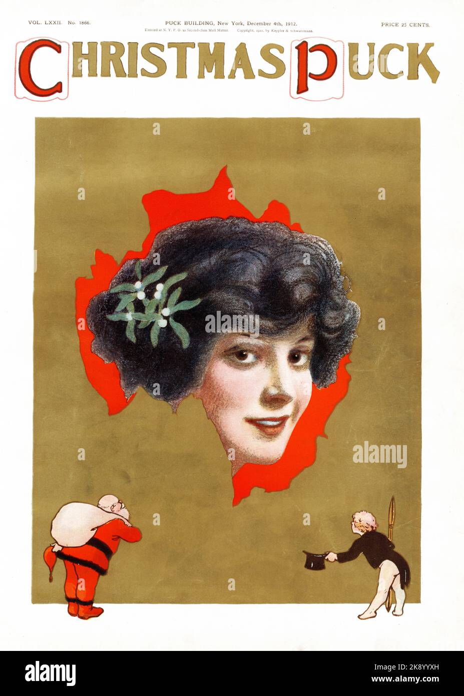Christmas Puck cover 1912 - Illustration shows a bust portrait of a ...