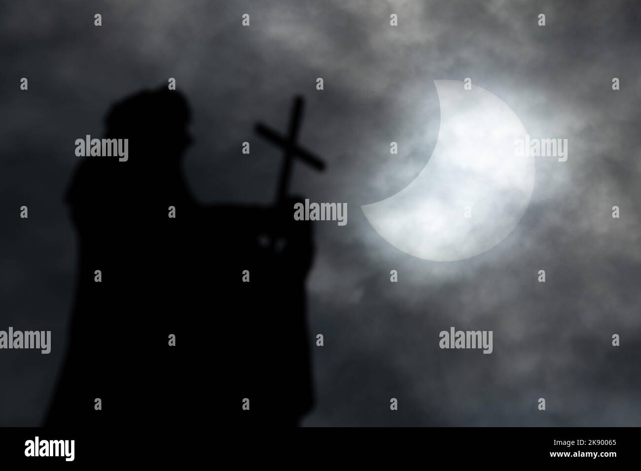 Dresden, Germany. 25th Oct, 2022. A partial solar eclipse is seen ...