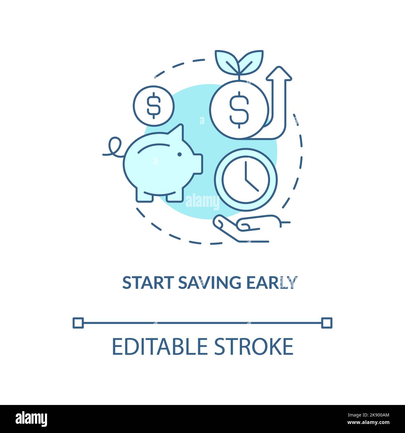 Start saving early turquoise concept icon Stock Vector Image & Art - Alamy