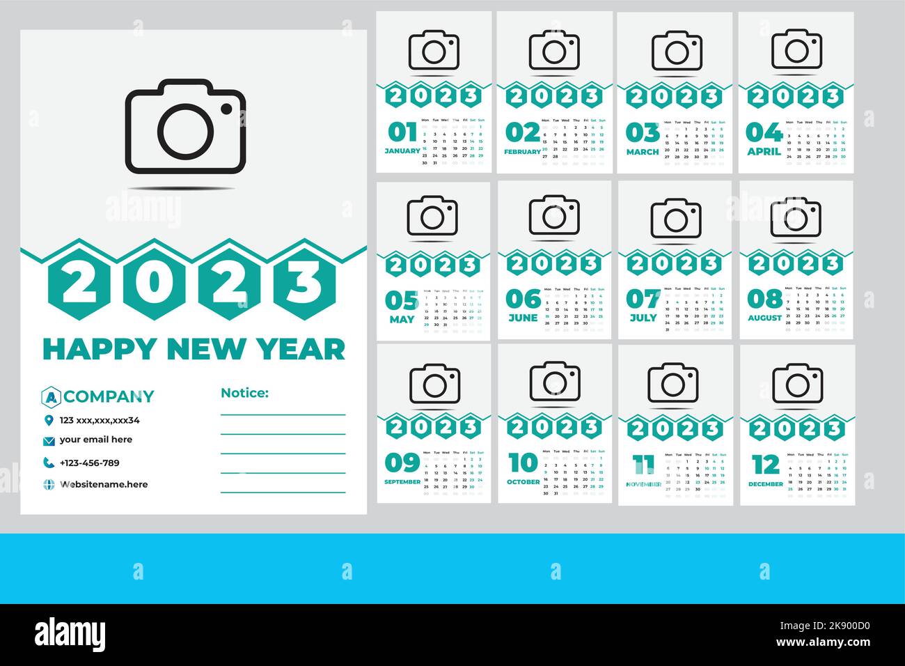 2023 horizontal calendar Stock Vector Images - Alamy