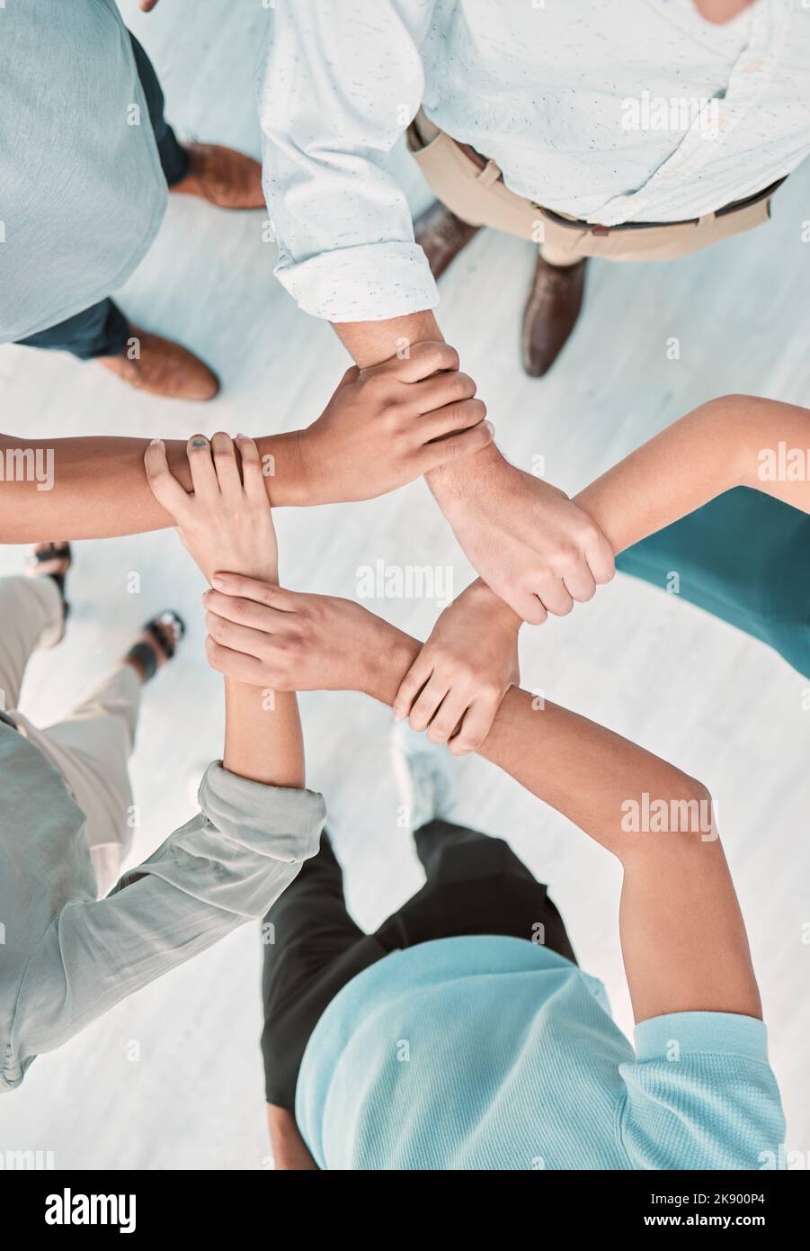 Business team, hands and teamwork collaboration together in shape from ...