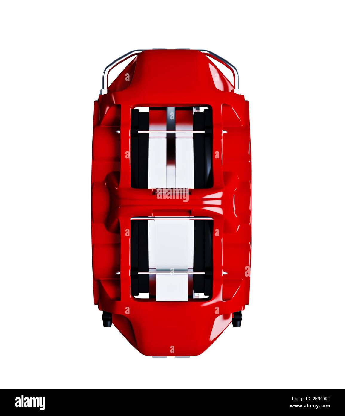 Automobile braking system. Steel brake disk with perforation and red ...