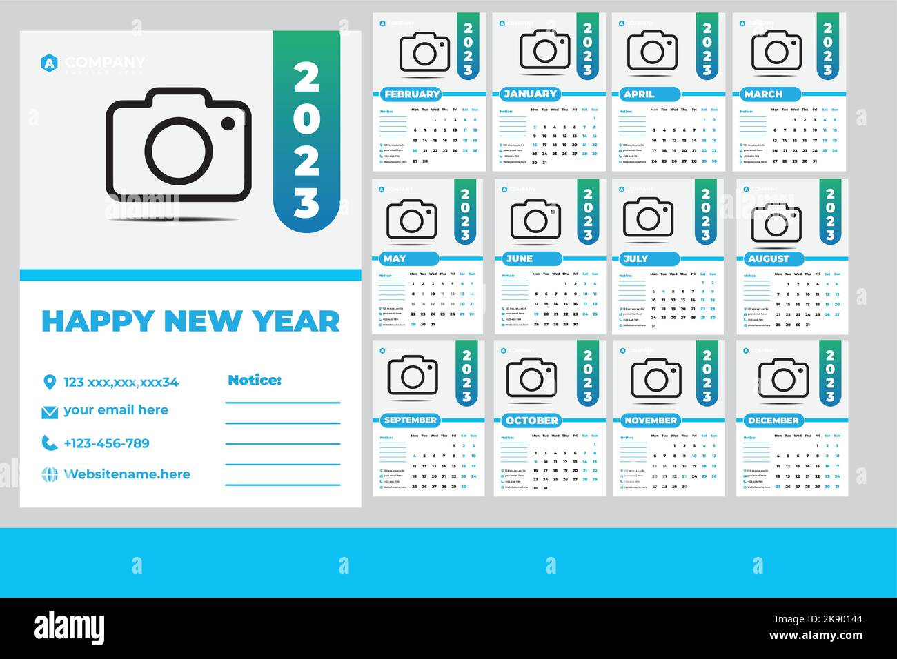 2023 horizontal calendar Stock Vector Images - Alamy