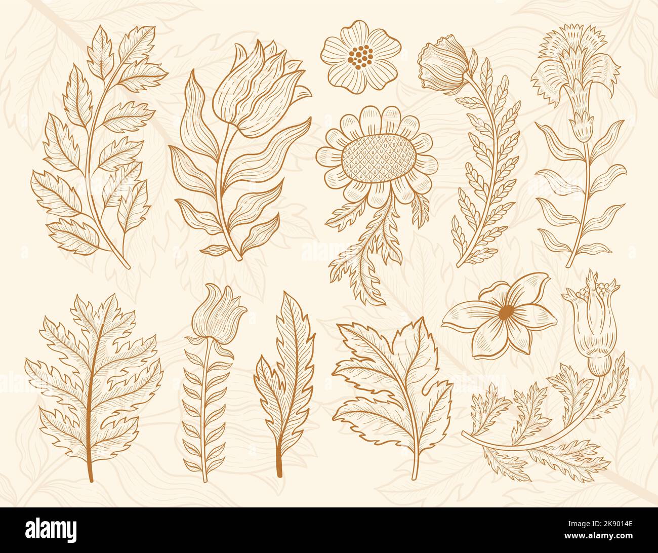 Collection vintage floral motif. William Moriss style art and craft ...