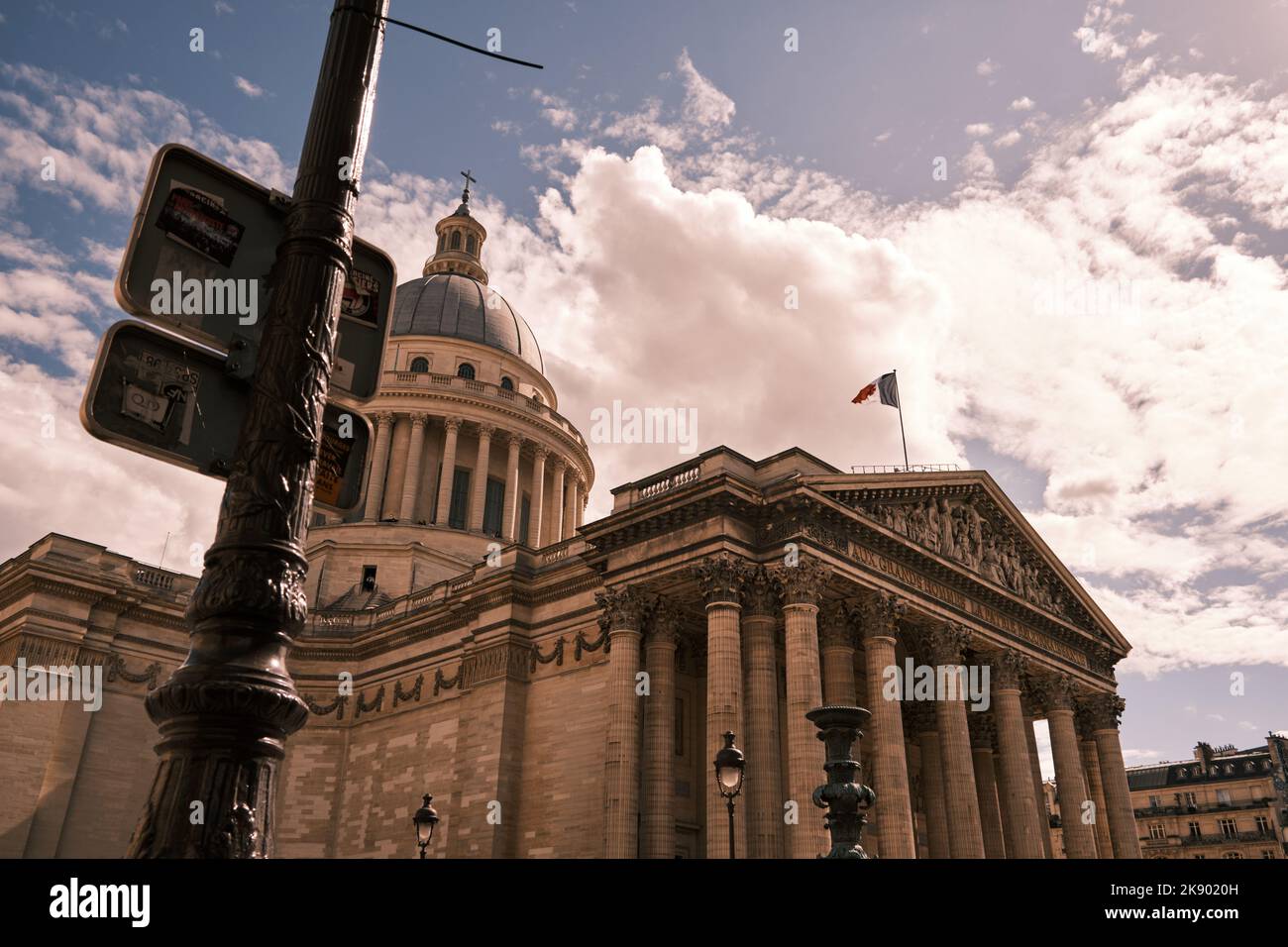 The beautiful Pantheon monument under the blue cloudy sky in Paris ...