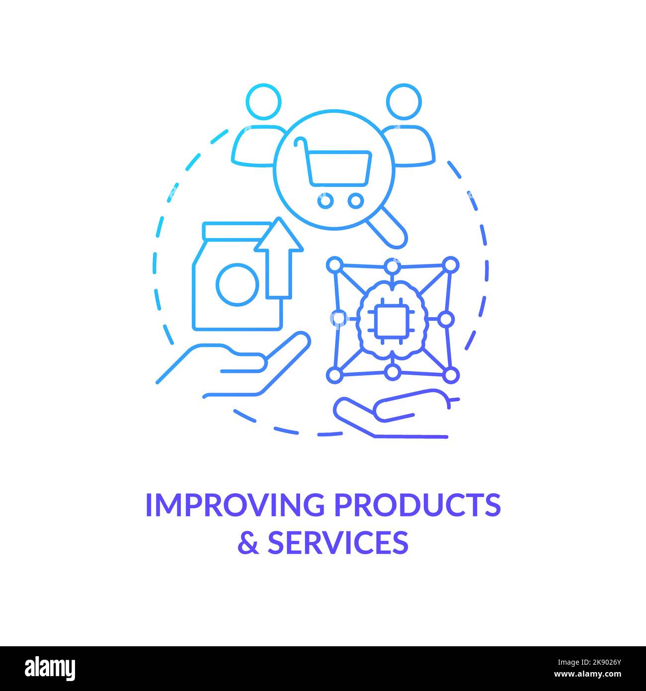 Improve products and services blue gradient concept icon Stock Vector ...