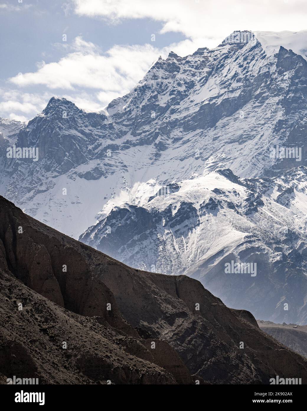 An aerial view of Nilgiri Mountain seen from Kagbeni village in Upper ...