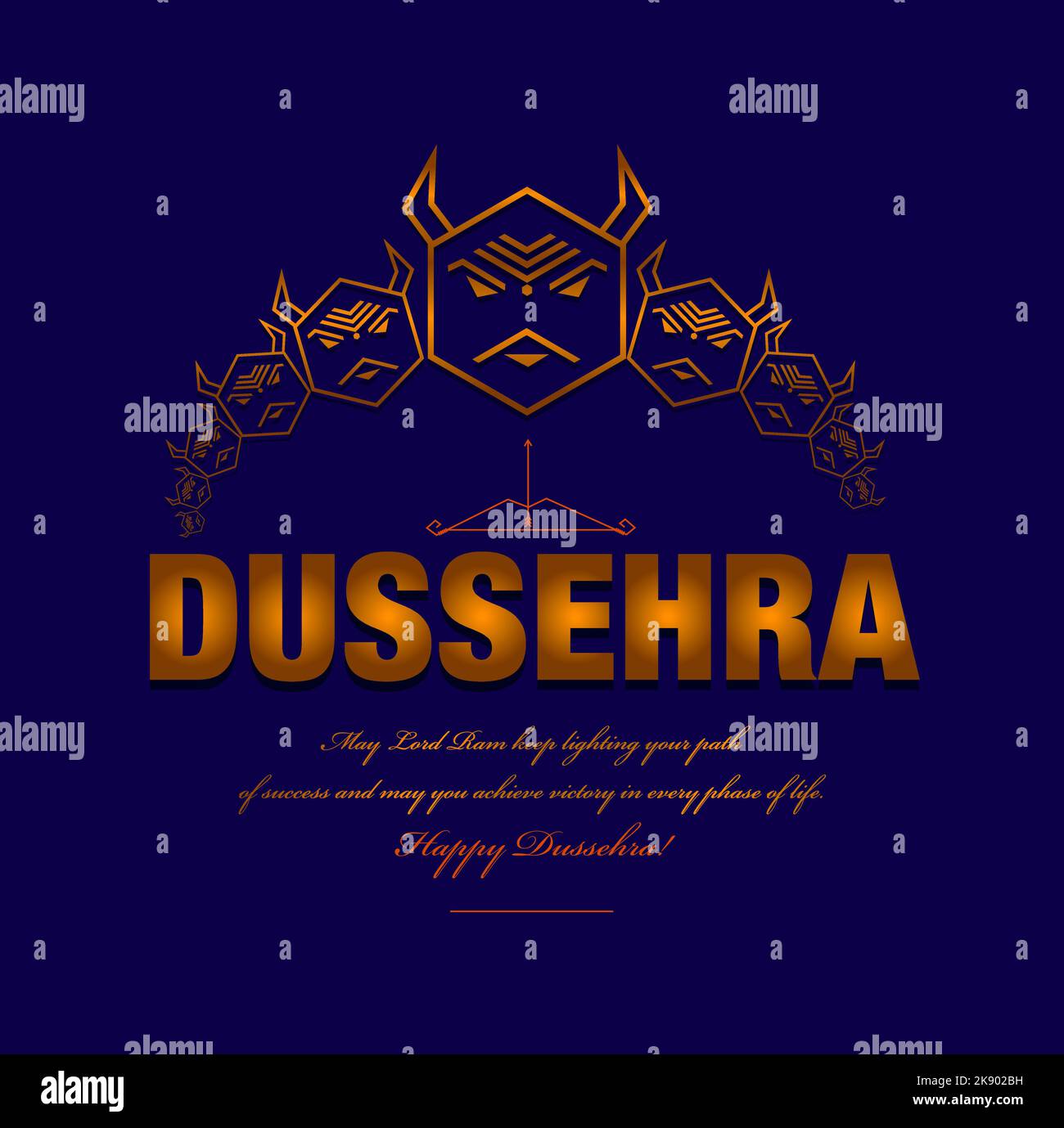 Happy Dussehra greetings With ten Rawan Faces. Hexagon Ravan ...