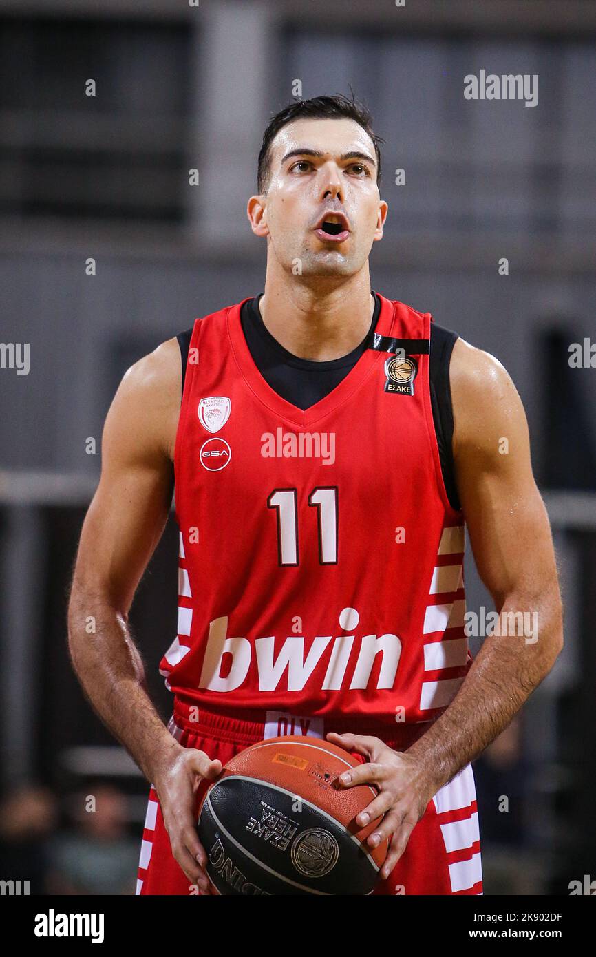 Thessaloniki, Greece. 24th Oct, 2022. Olympiacos BC player Kostas ...