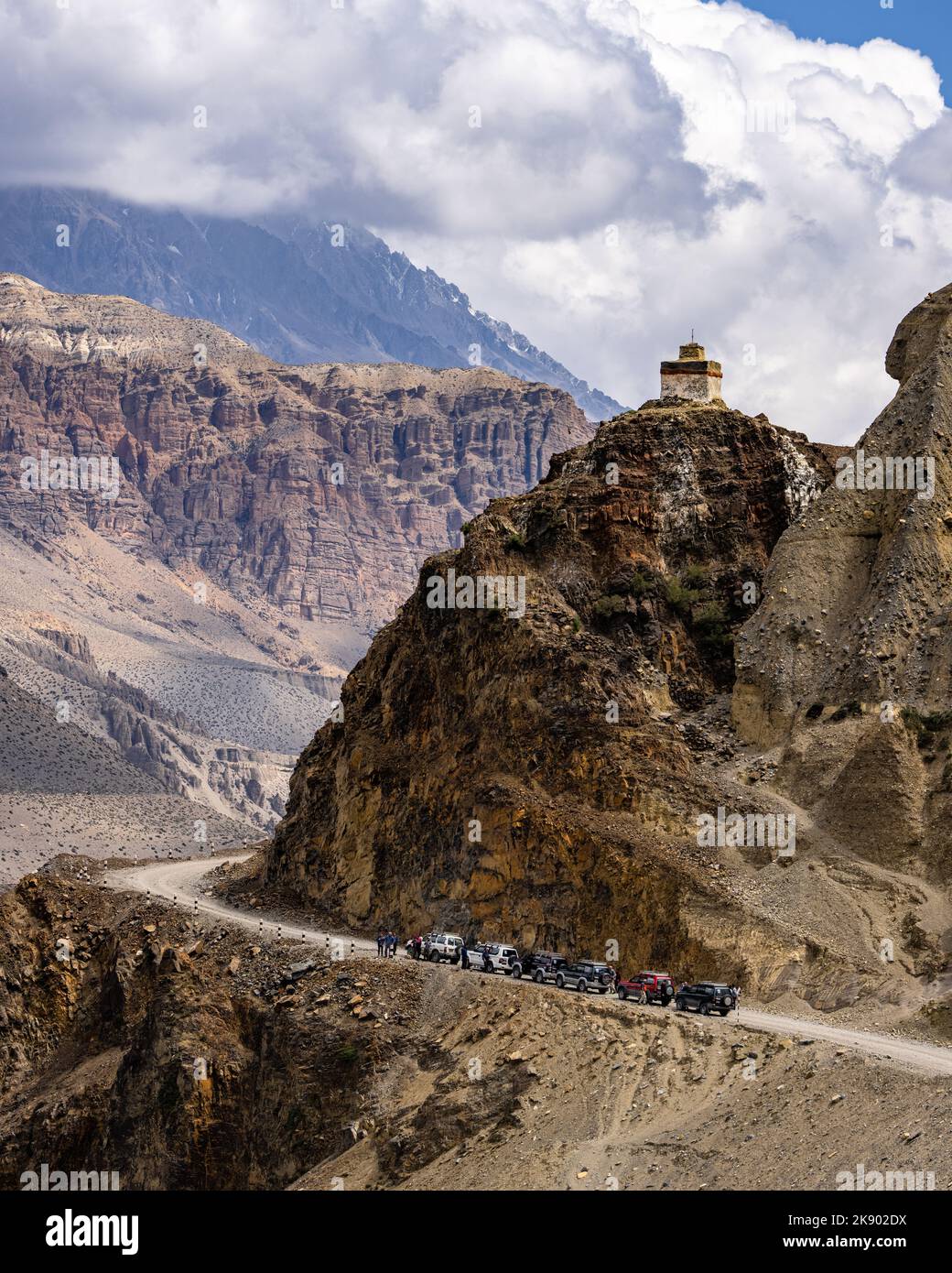 A beautiful view of a winding road near the temple outside Kagbeni ...