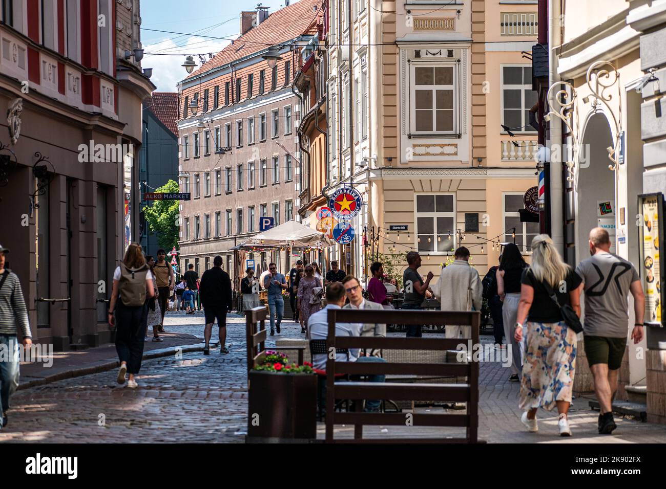The view of a busy street in Riga, Latvia Stock Photo - Alamy