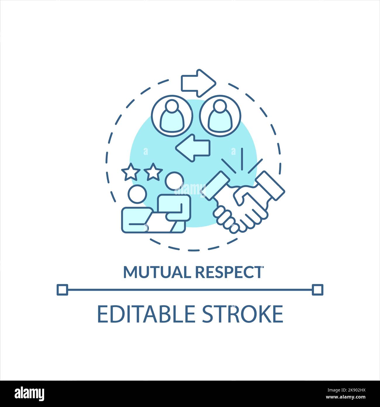 Mutual respect in workplace turquoise concept icon Stock Vector Image ...