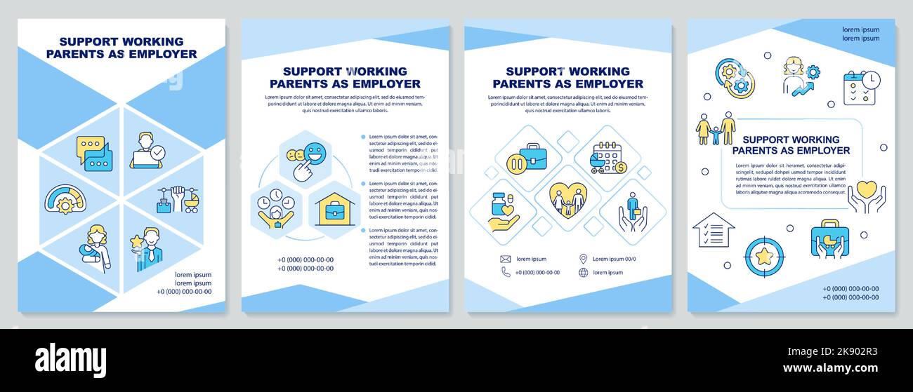 Employer support working parents blue brochure template Stock Vector ...