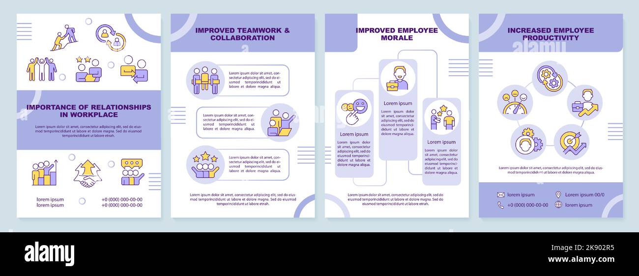 Relationship in workplace purple brochure template Stock Vector Image ...