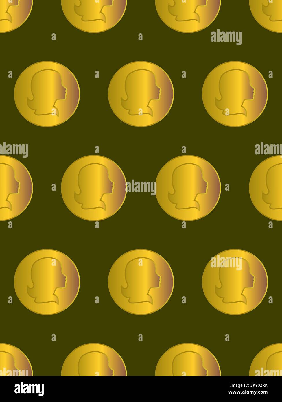 Gold coin with the profile of a beautiful woman, vector fashion ...