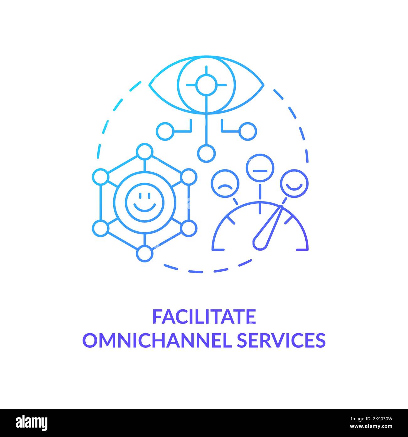 Facilitate multiple channel services blue gradient concept icon Stock ...