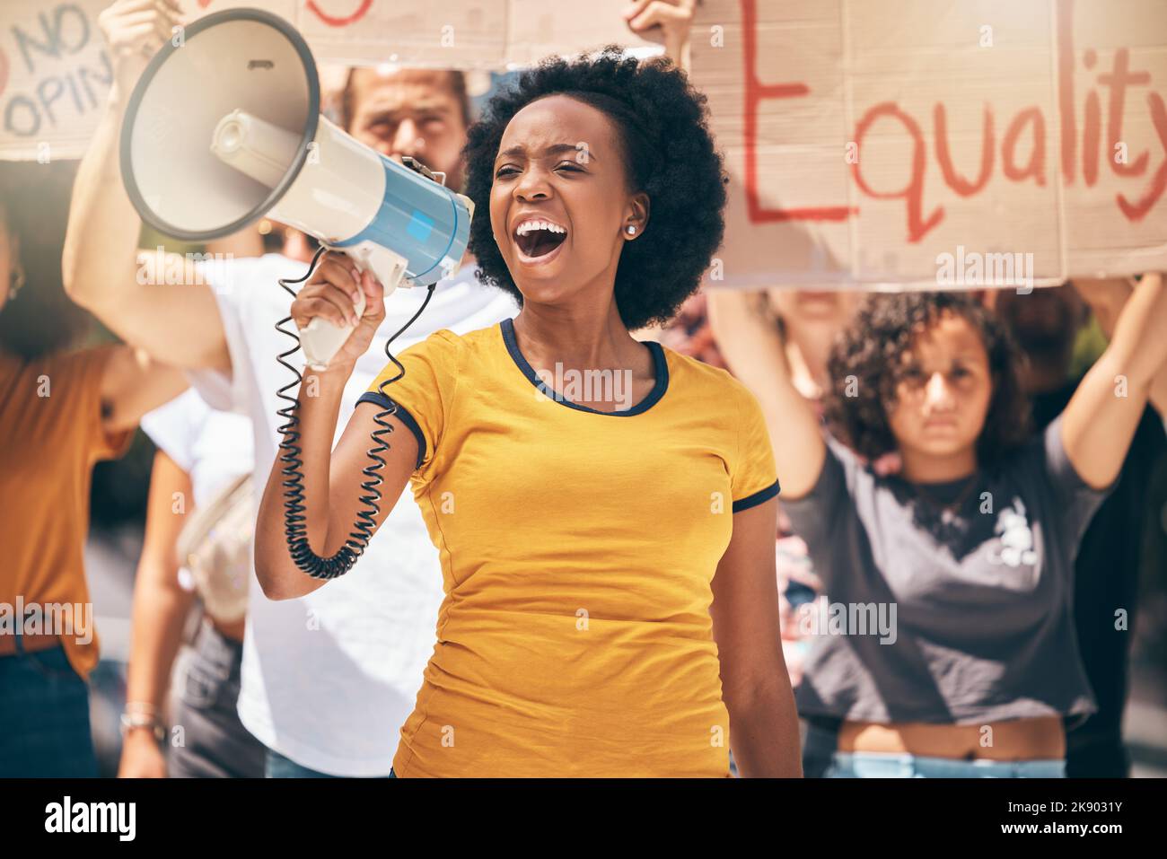 Megaphone, freedom or women equality protest for global change, gender ...