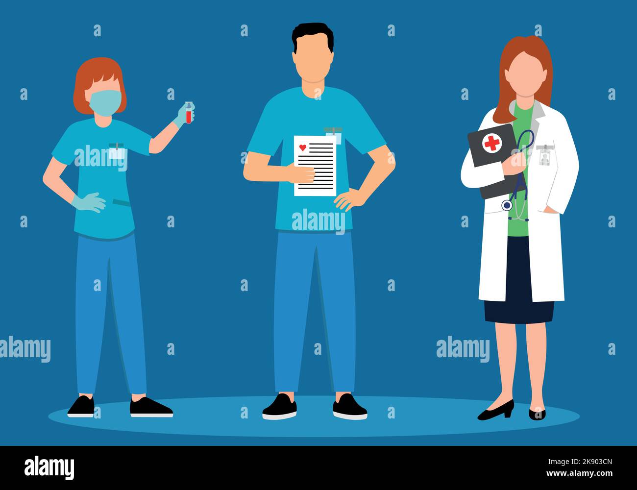 Doctors on a blue background are waiting for their patients Stock ...