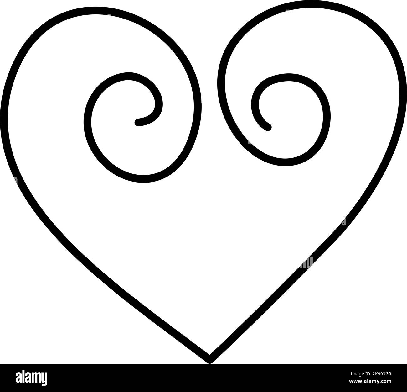 Hand drawn love monoline heart logo sign. Vector Romantic illustration ...