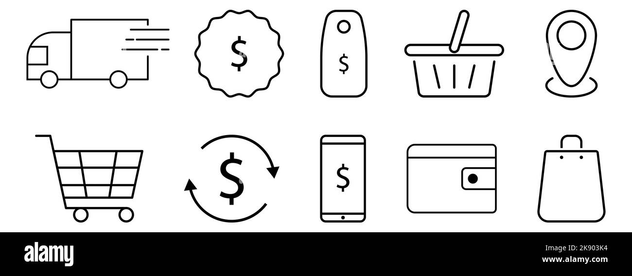 Delivery and shopping line icons collection. Design for web and mobile ...