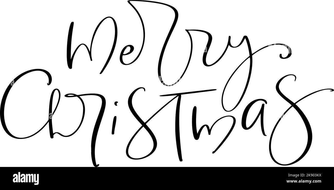 Merry Christmas Hand Lettering Calligraphy Text Isolated On White