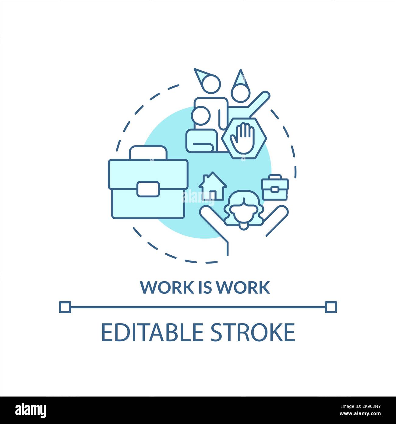 Separate work and personal life turquoise concept icon Stock Vector ...