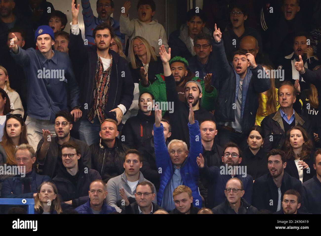 Reece James of Chelsea is seen watching with green hair - Chelsea v ...