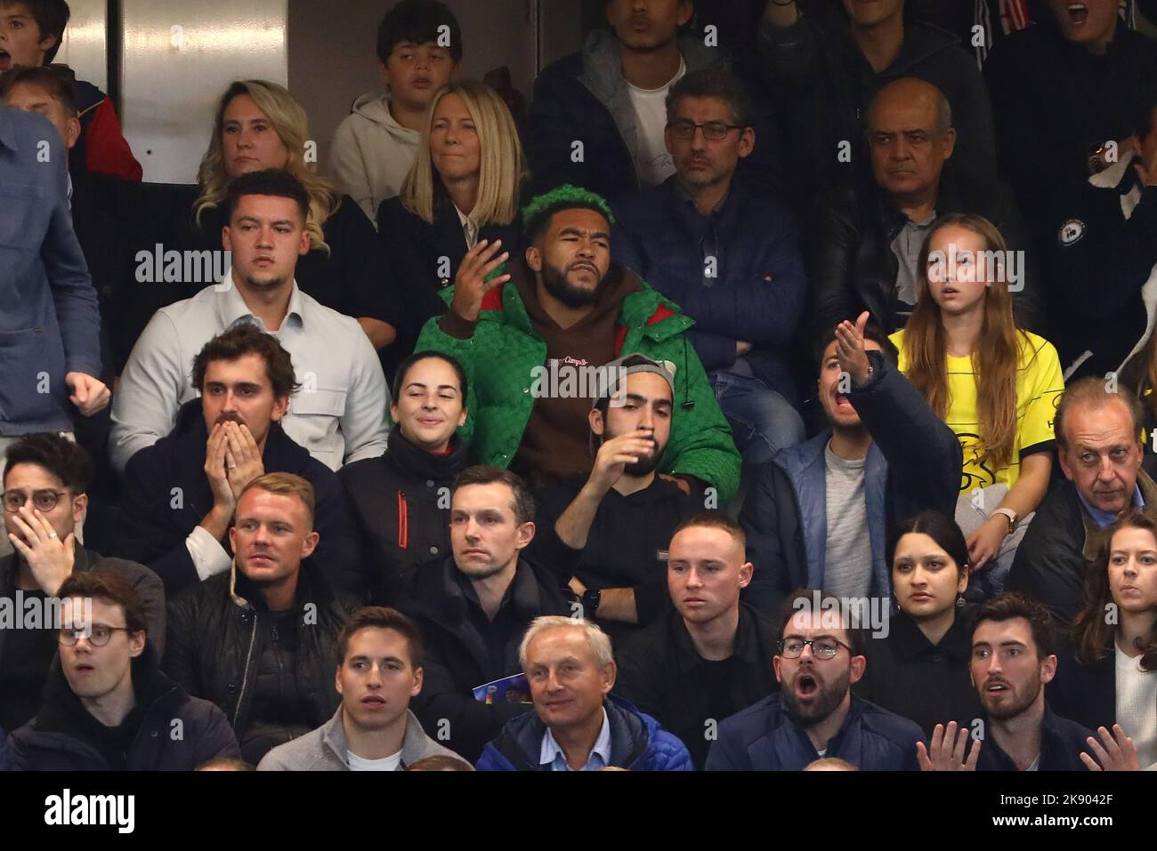 Reece James of Chelsea is seen watching with green hair - Chelsea v ...