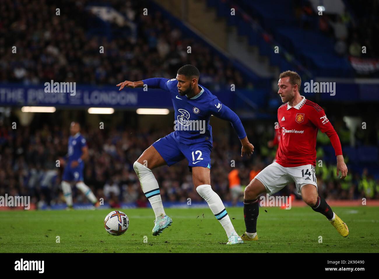 Ruben Loftus-Cheek of Chelsea and Christian Eriksen of Manchester ...