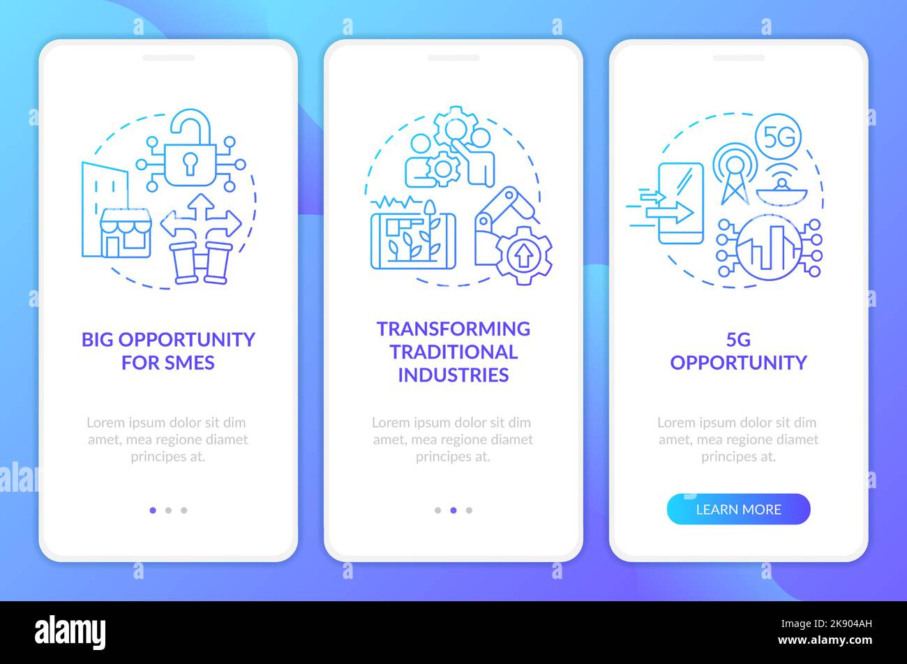 IoT business transformation blue gradient onboarding mobile app screen Stock Vector Image & Art ...