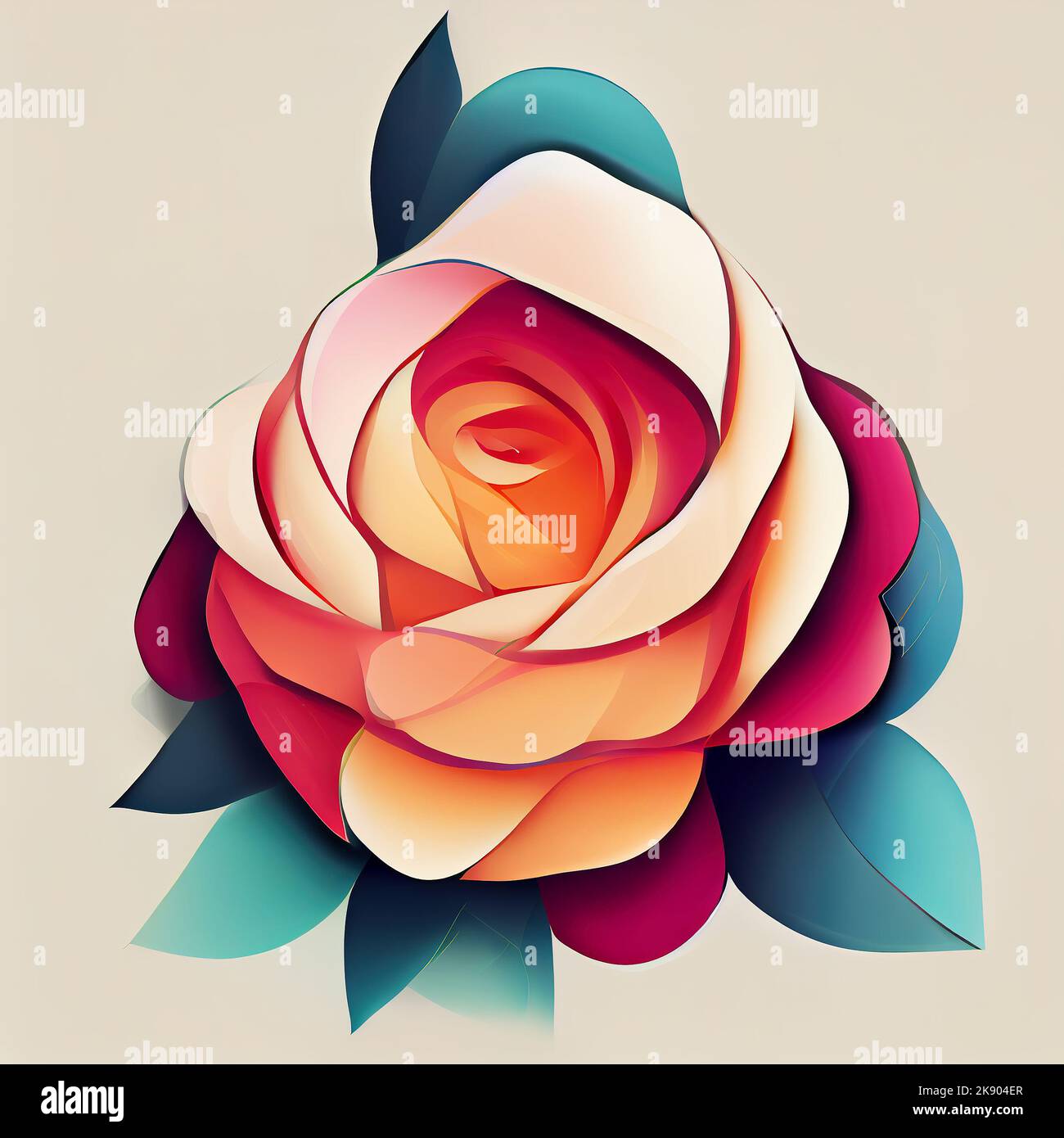 One abstract stylized colorful bright rose. Digital illustration Stock ...