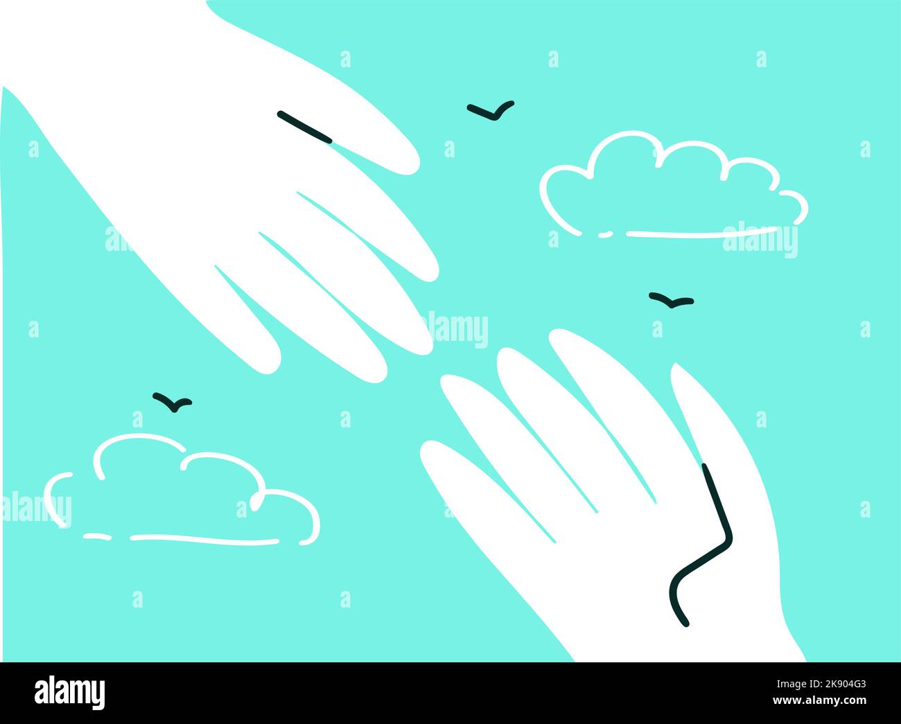 Friendship and mutual assistance, hands, minimalist flat illustration ...