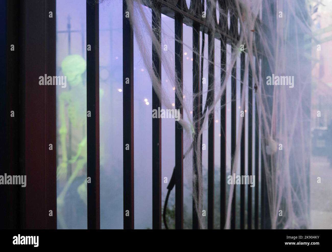 Spooky Halloween display outside a brownstone in the Murray Hill ...