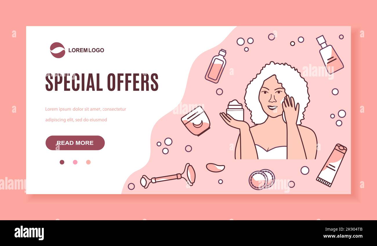 Vector illustration Cosmetic products ad, skin care ad. Special Offers ...