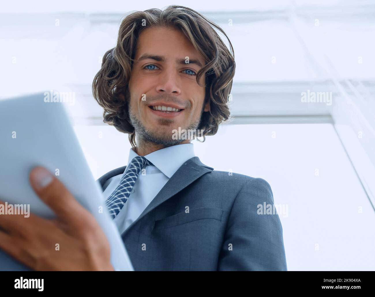 closeup .businessman working on the tablet Stock Photo - Alamy