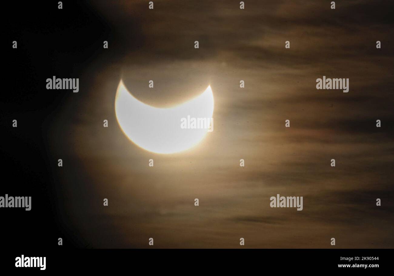 Tromsø 20221025.Solar eclipse, photographed in Tromsoe, Norway. Photo ...