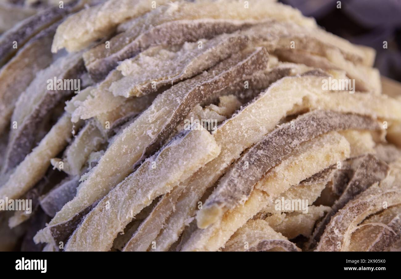 Conservation detail for fish, curing fish with salt, healthy food Stock ...